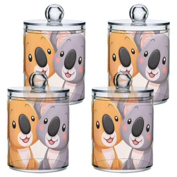 Cartoon Koala in Love Valentine Translucent Plastic Cans Storage ...