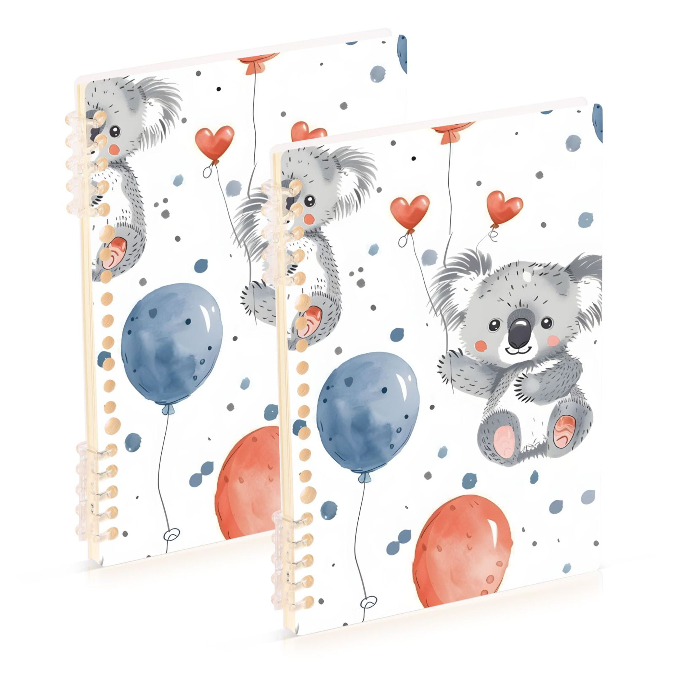 Cartoon Koala with Balloon Notebooks 2 Pcs 1-subject Journal 60 Sheets A5 College Ruled Paper ...