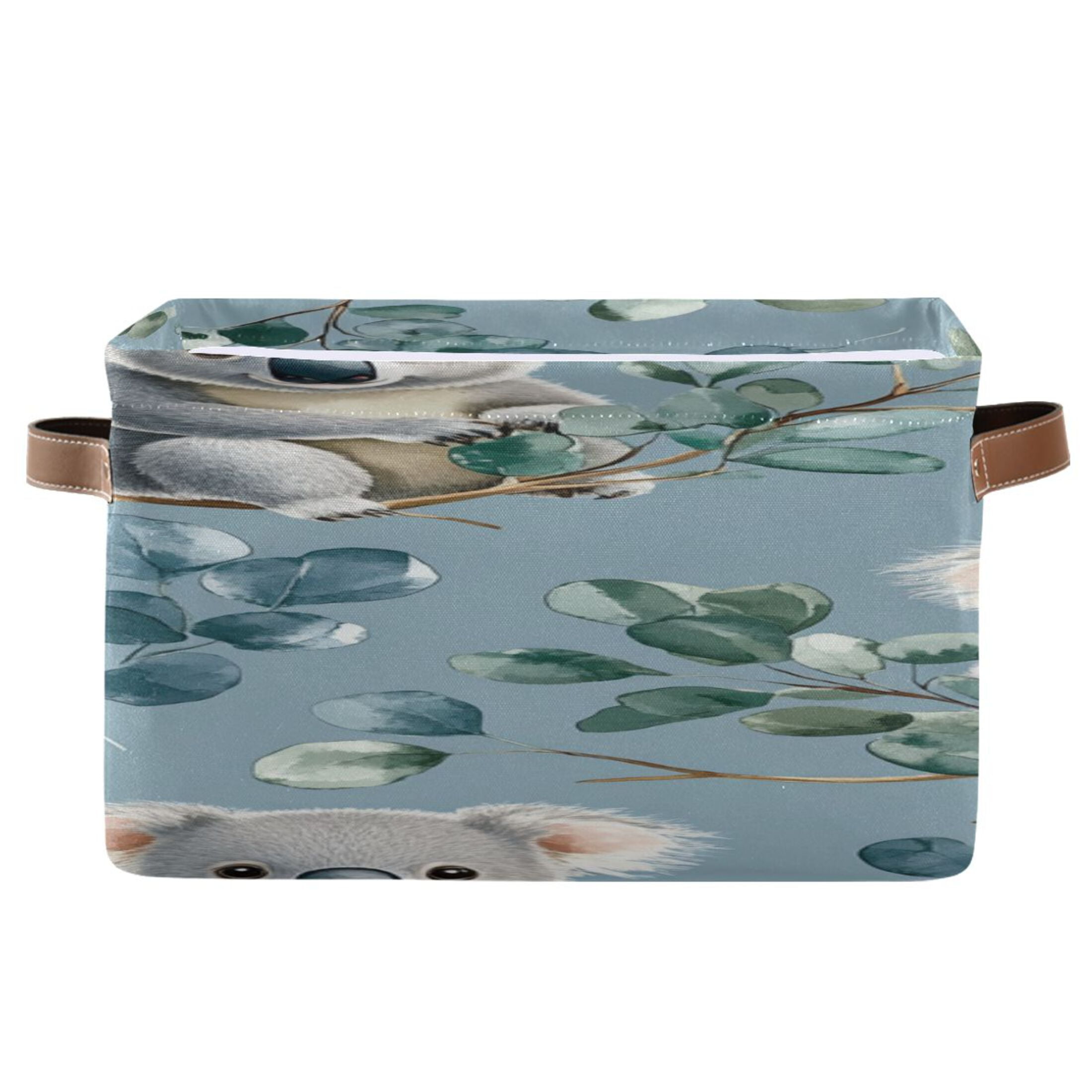 Cartoon Koalas with Eucalyptus Leaves Square Storage Bins with Handles ...
