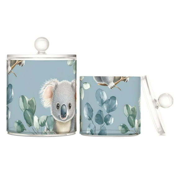 Cartoon Koalas with Eucalyptus Leaves Translucent Plastic Cans Storage ...