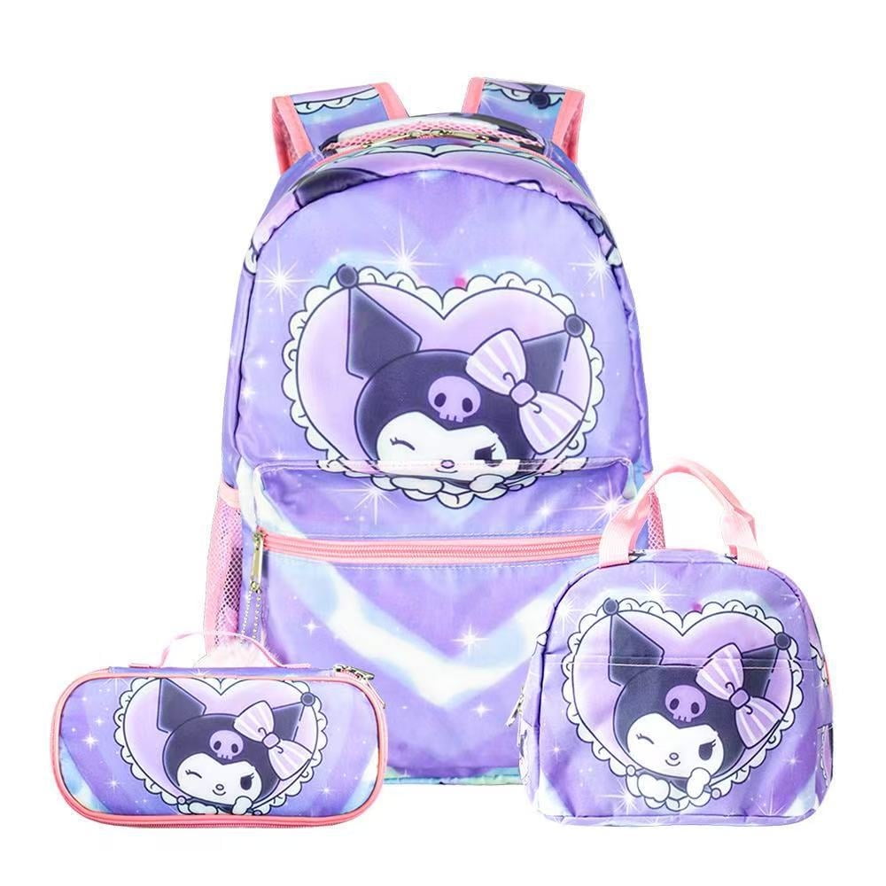 Cartoon Kuromi 3-Piece Backpack Set - Cute Cartoon Shoulder Backpack ...