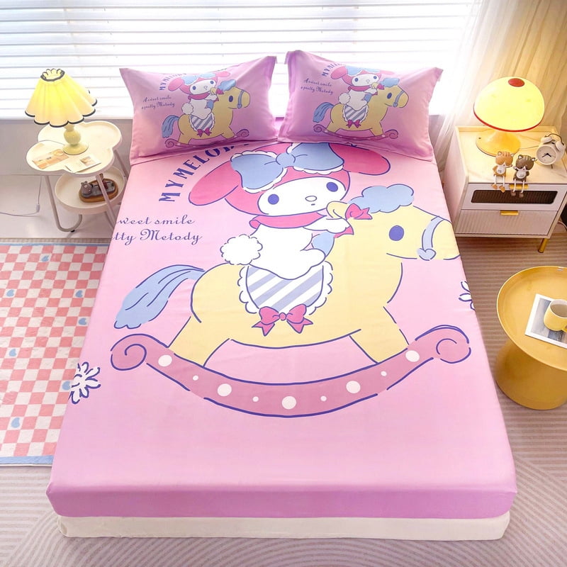 Cartoon Kuromi Cinnamoroll KT single-piece fitted bed sheet two-piece ...