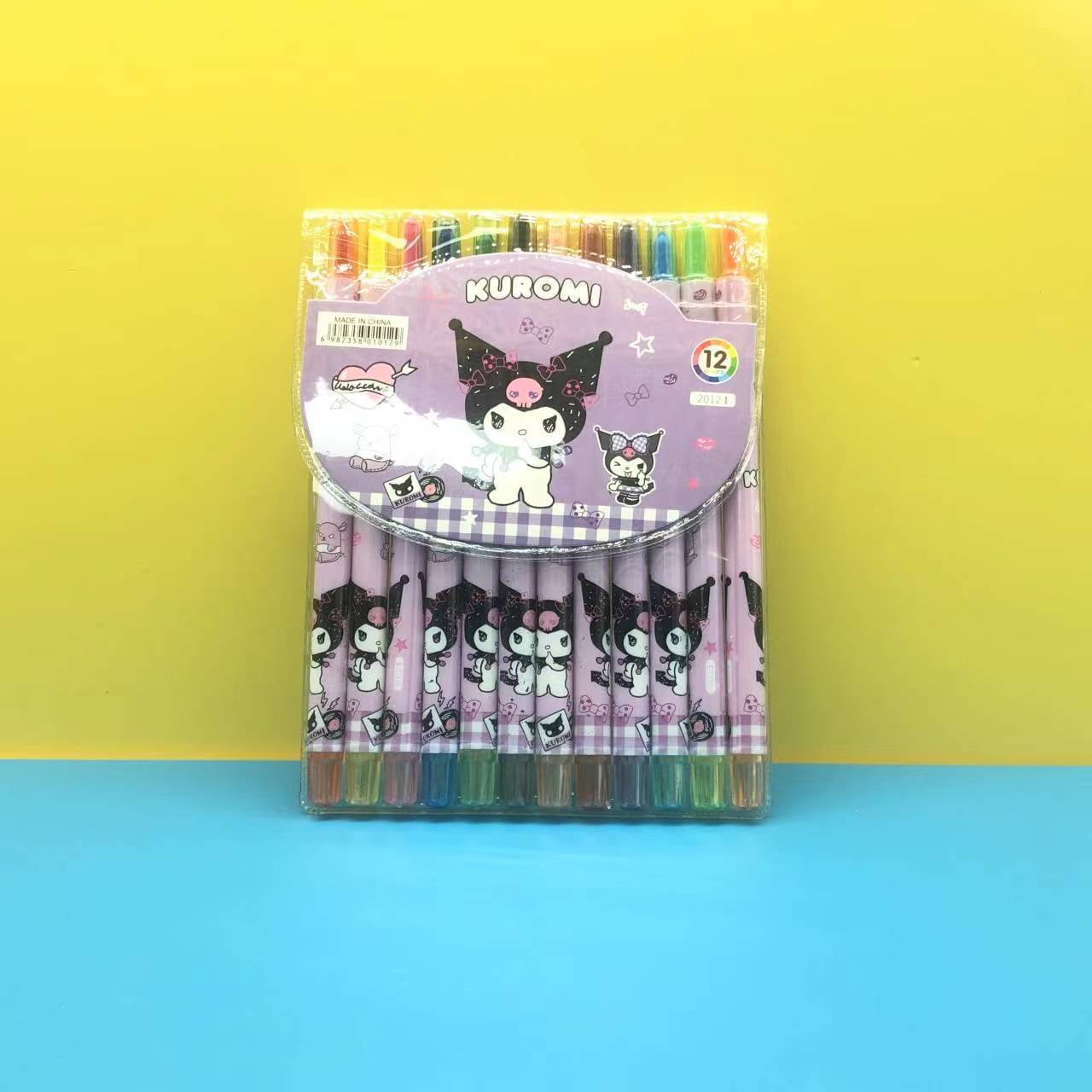Cartoon Kuromi KT Cinnamoroll 12-color Creative Rotating Crayon Drawing ...