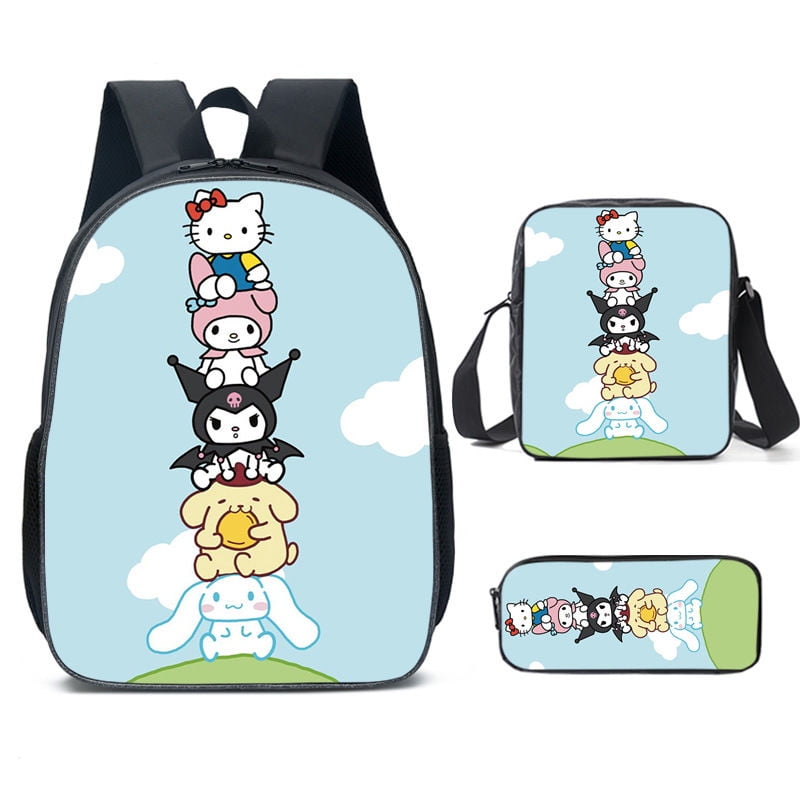 Cartoon Kuromi Kuromi three-piece set cinnamon dog school bag backpack ...