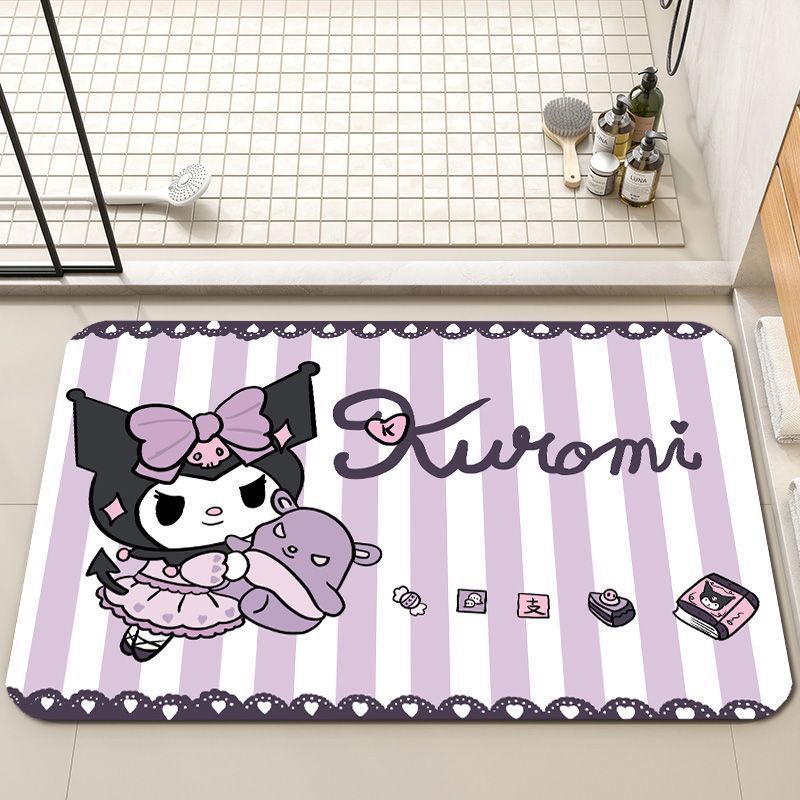 Cartoon Kuromi Melody bathroom floor mat diatom mud absorbent quick dry ...