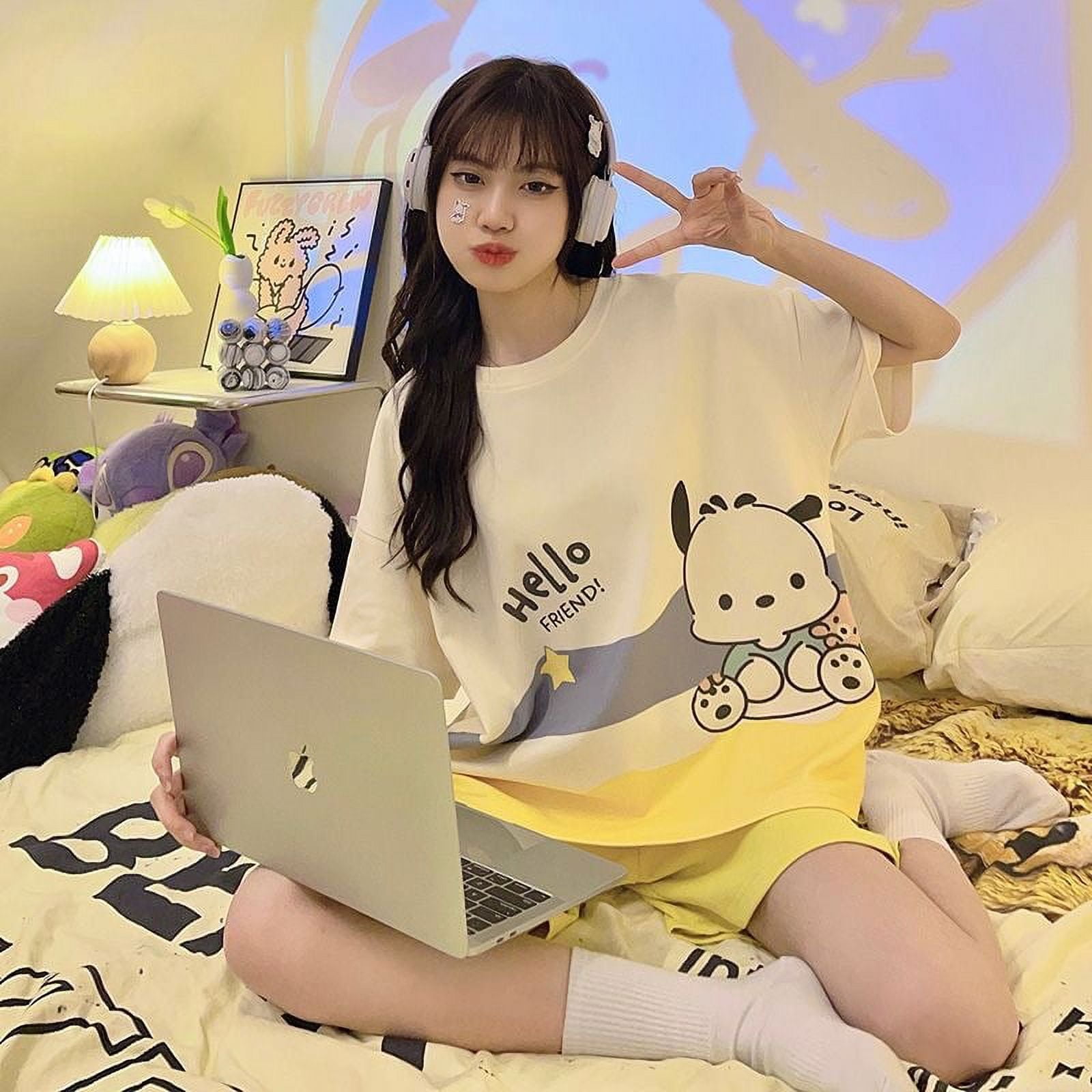 Cartoon Kuromi Pajamas Suit Cotton Sanrioed Melody Pochacco Summer ...
