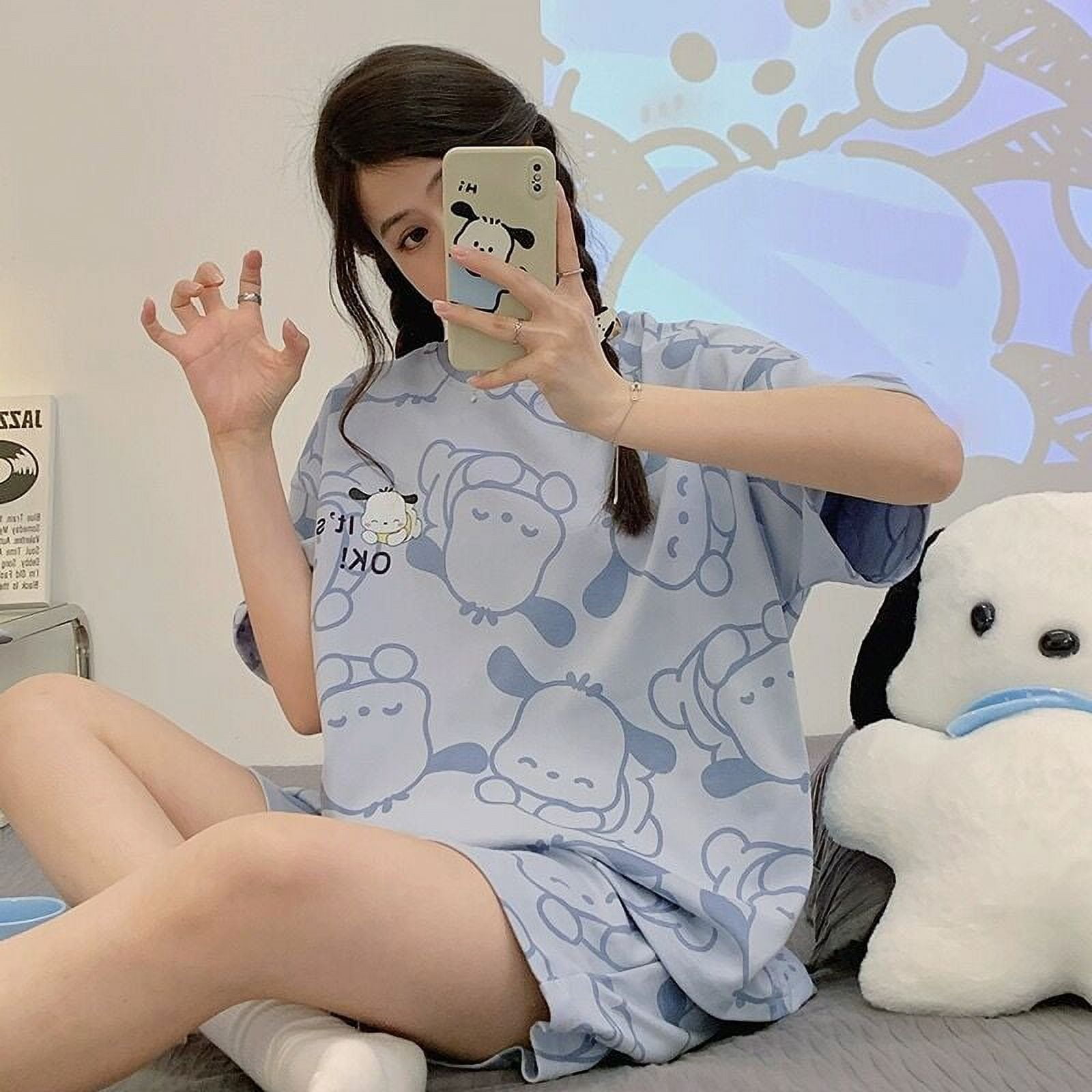 Cartoon Kuromi Pajamas Suit Cotton Sanrioed Melody Pochacco Summer ...