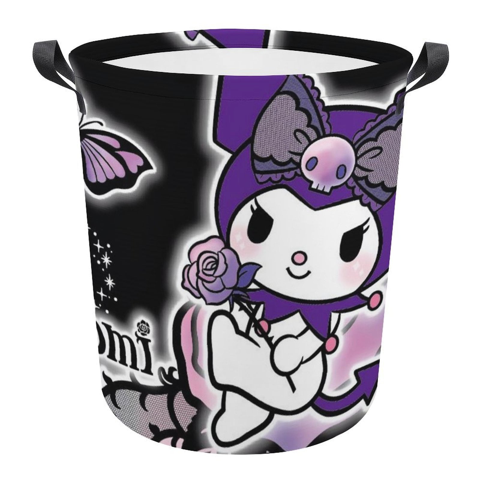 Cartoon Kuromi Storage Basket Circular Hamper with Handle Foldable ...