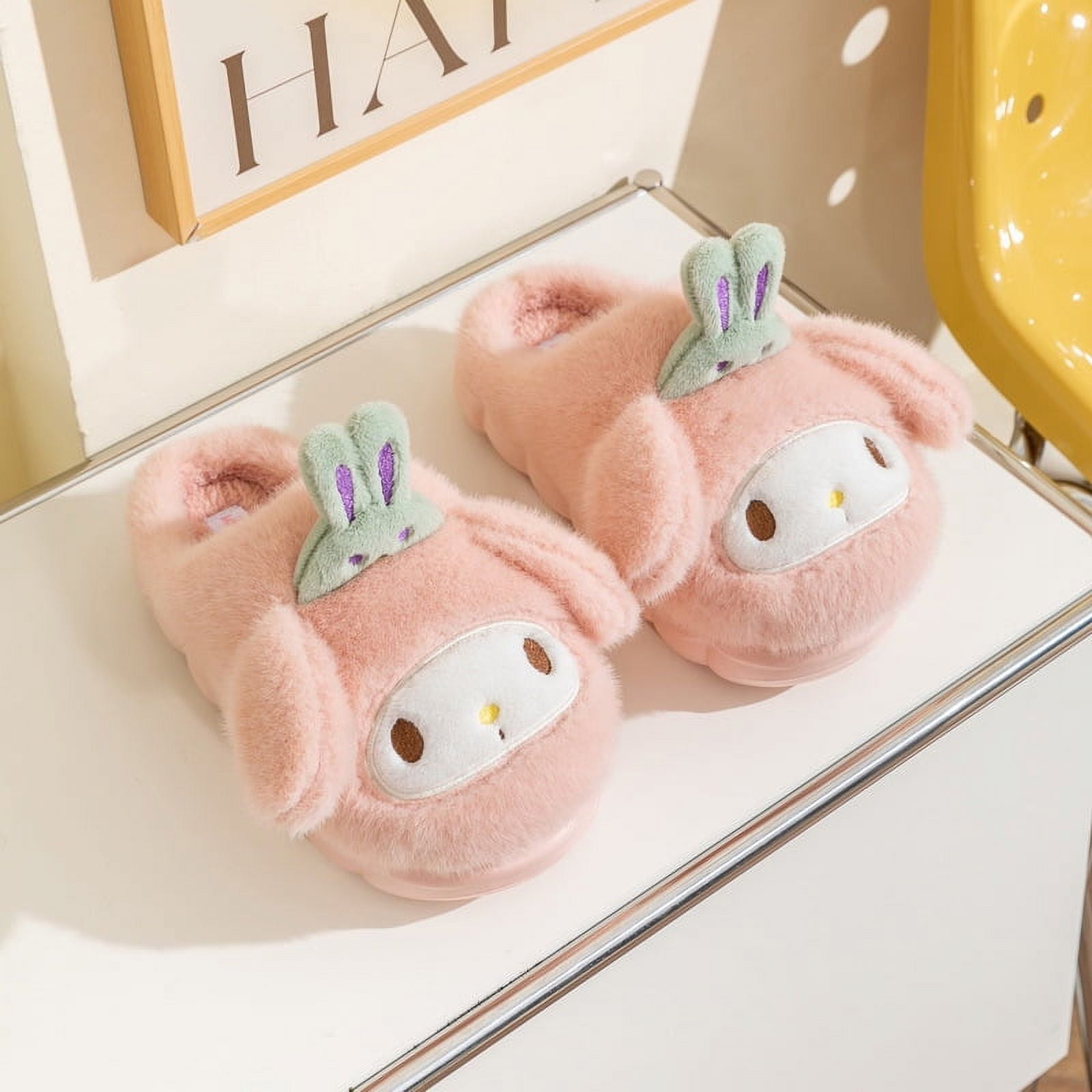 Cartoon Kuromi Women Plush Slippers Cute Cinnamoroll Sanrioed Anime ...
