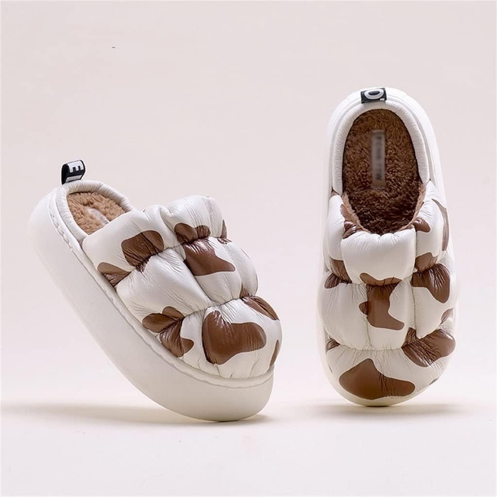 Cartoon Ladies Outdoor Slides Winter Home Slippers Black White Thick ...