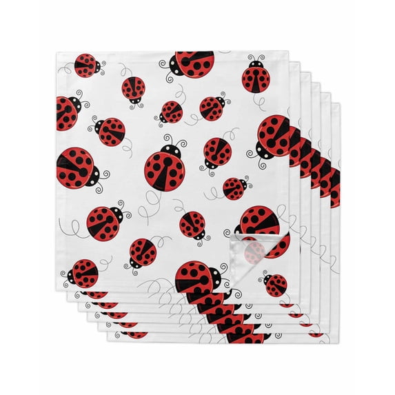 Cartoon Ladybug Cloth Napkins Set of 6 Reusable Dinner Napkins, Funny ...
