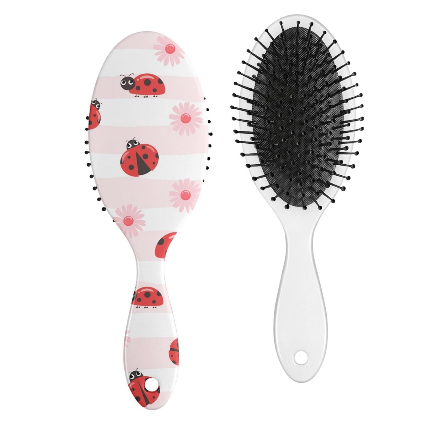 Cartoon Ladybug Detangling Hair Brush - Lightweight Round Bristle Brush ...