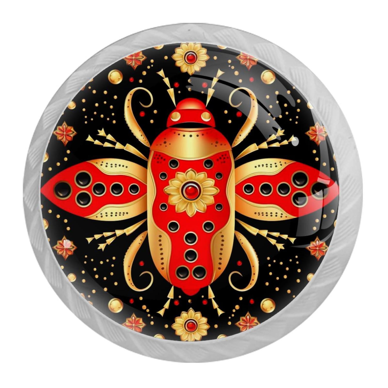 Cartoon Ladybug Golden Red Custom Drawer Knobs - Cabinet Knobs ABS ...
