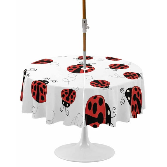 Cartoon Ladybug Round Outdoor Tablecloth, Waterproof Table Cloth Cover ...