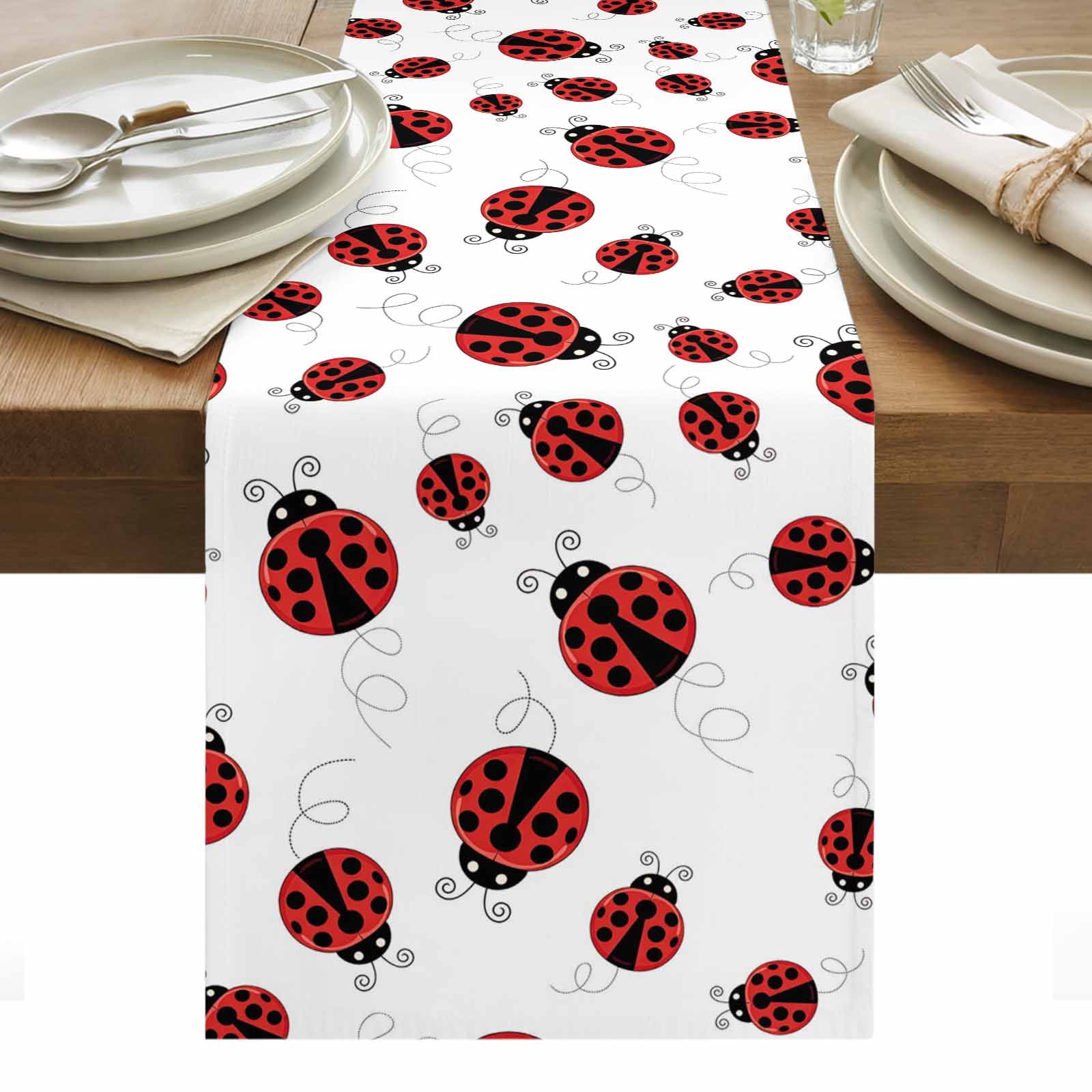 Cartoon Ladybug Table Runner - 90 Inch Long, Kitchen Dining Table ...