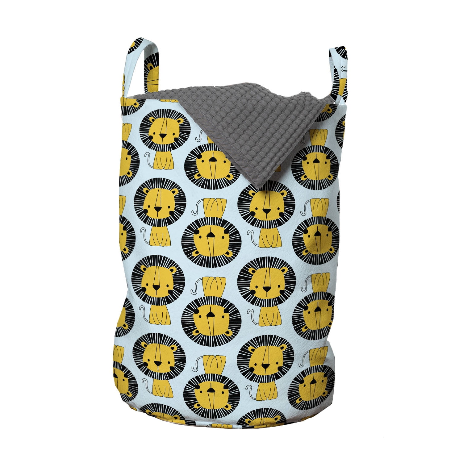 Cartoon Laundry Bag, Animals Illustration Nursery Themed Childish Lions ...