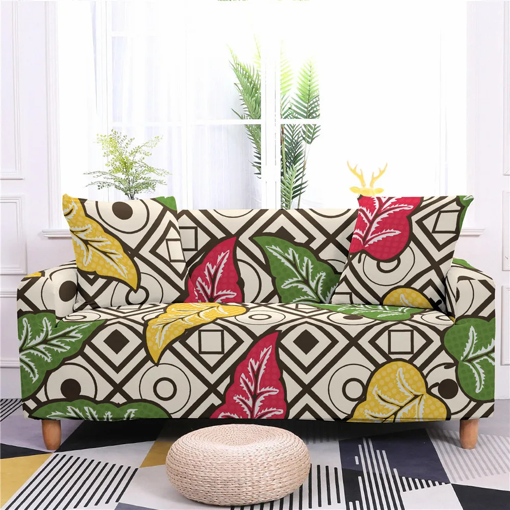 Cartoon Leaf Pattern Sofa Cover Polyester All-inclusive Living Room ...