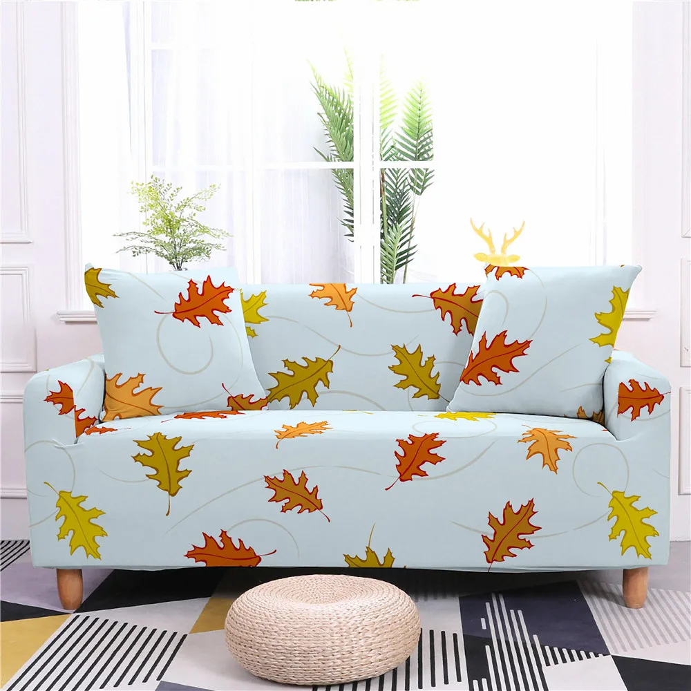 Cartoon Leaf Pattern Sofa Cover Polyester All-inclusive Living Room ...