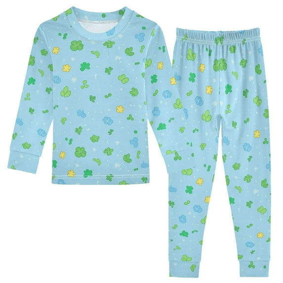 Cartoon Leaf Print Cotton Pajamas 2 Piece Set Sleepwear Soft and ...
