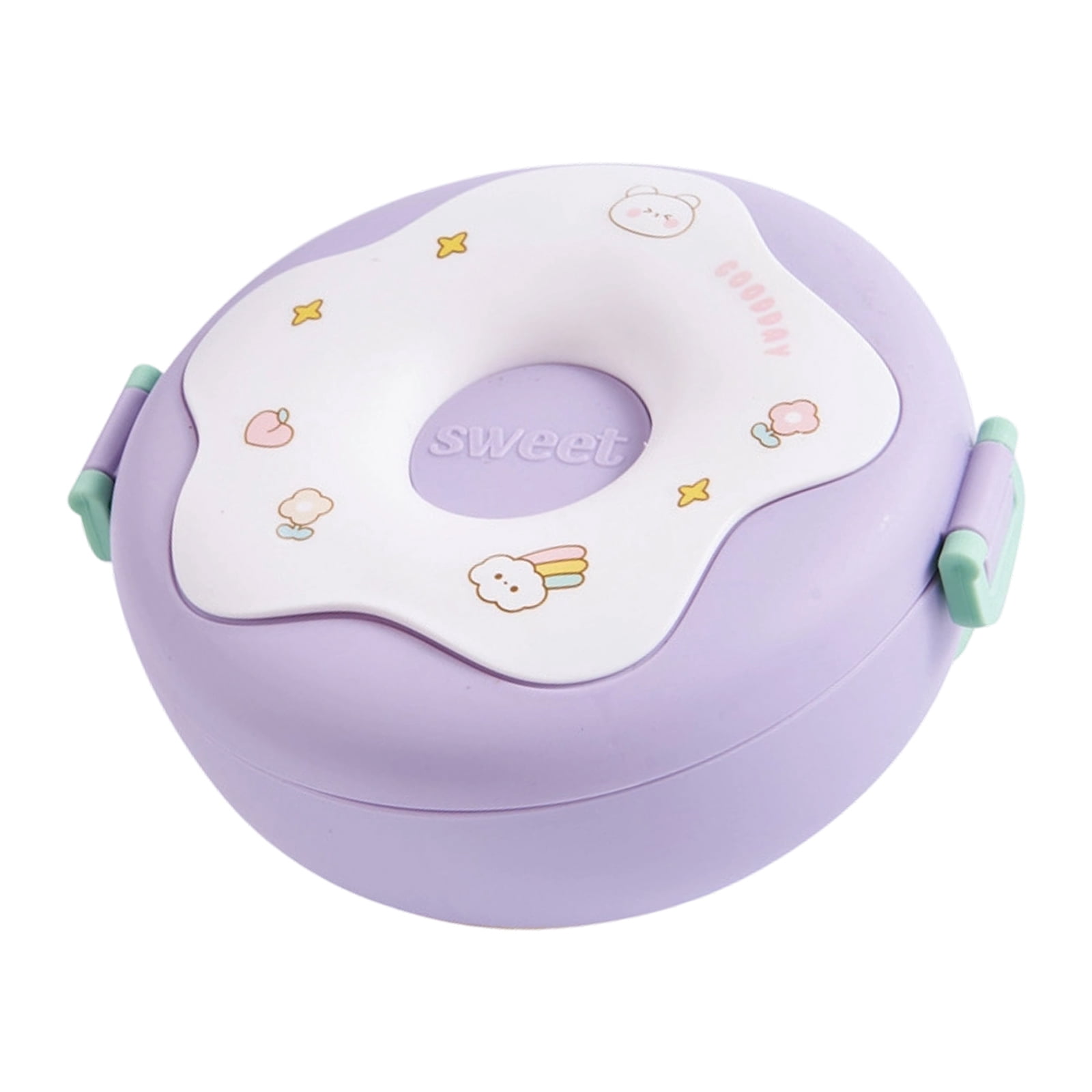 Cartoon Leakproof Lunch Box 3 Compartment Snacks Box Portable Outdoor ...