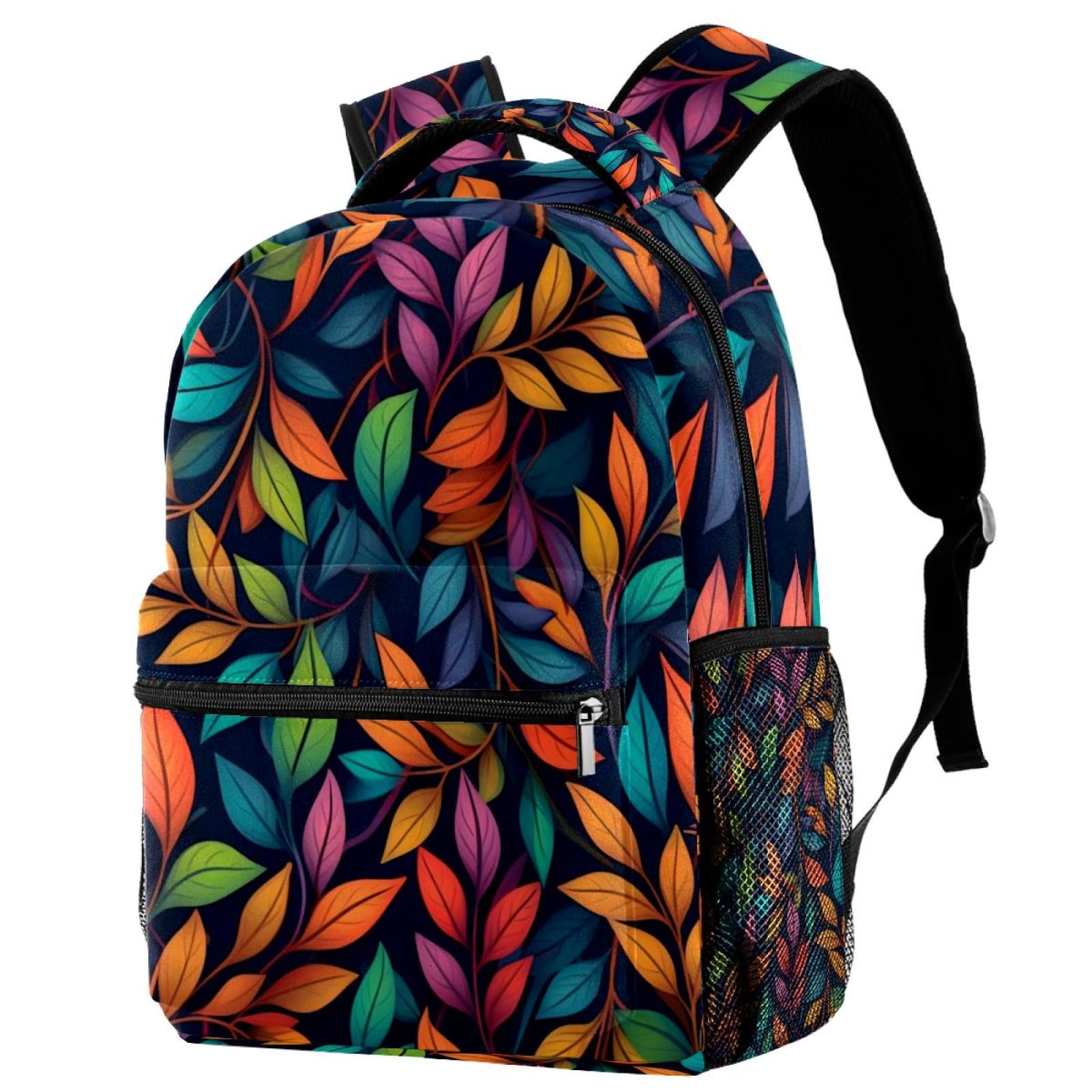 Cartoon Leaves Colorful Lightweight Backpacks Roomy Interior, Casual ...