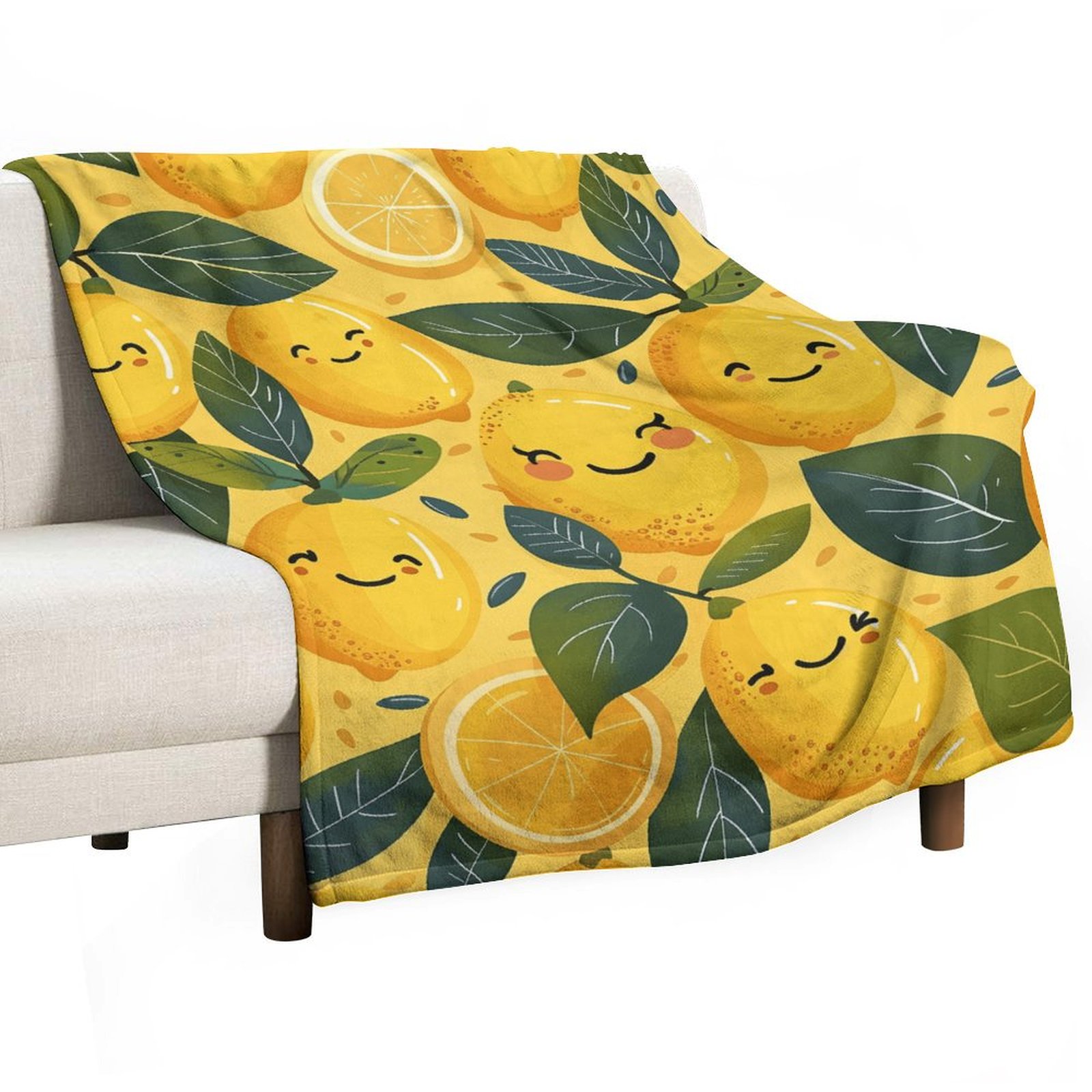 Cartoon Lemon Pattern Warm Flannel Blanket Soft Comfortable Home Bed ...