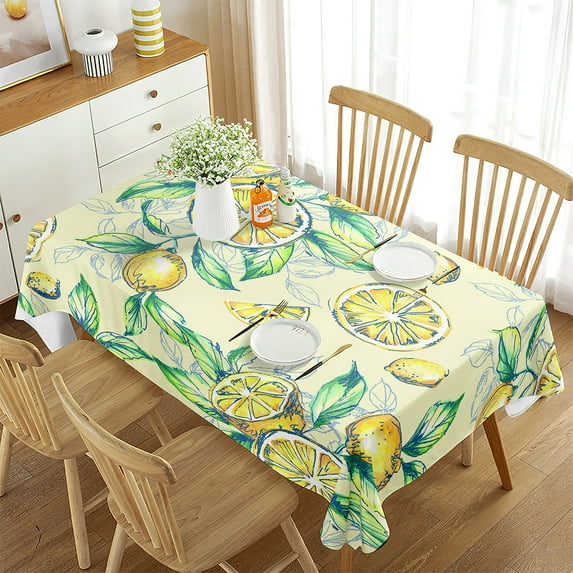 Cartoon Lemon Tablecloth Rectangle Vintage for Home Kitchen Tea Table ...