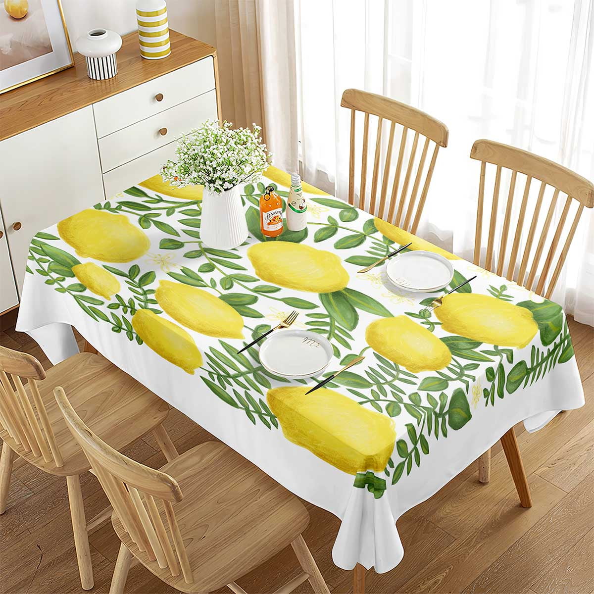 Cartoon Lemon Tablecloth Rectangle Vintage for Home Kitchen Tea Table ...
