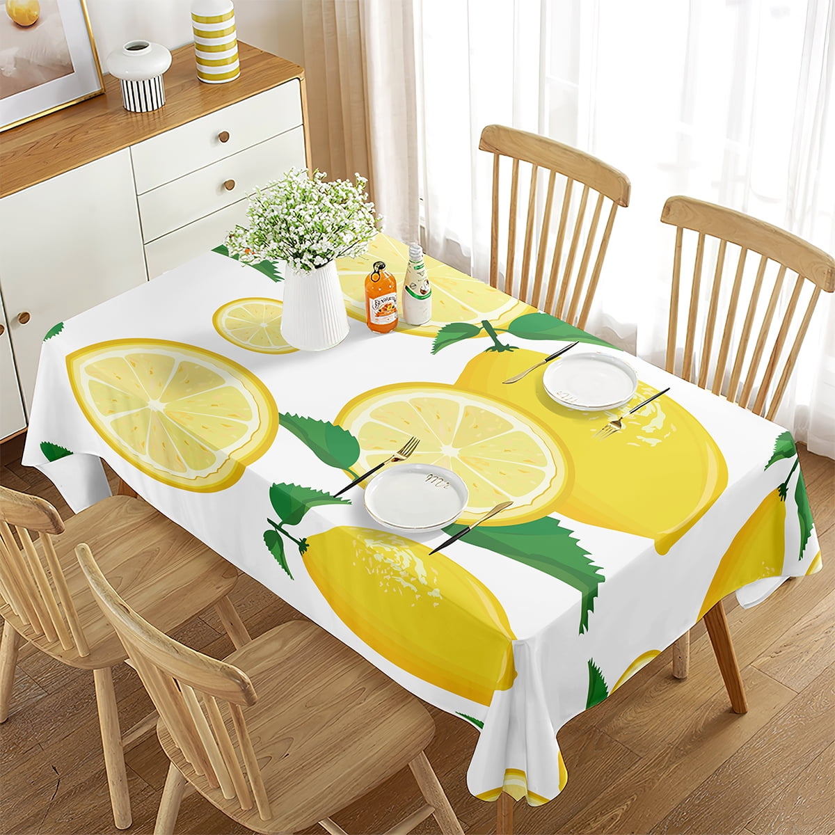 Cartoon Lemon Tablecloth Rectangle Vintage for Home Kitchen Tea Table ...