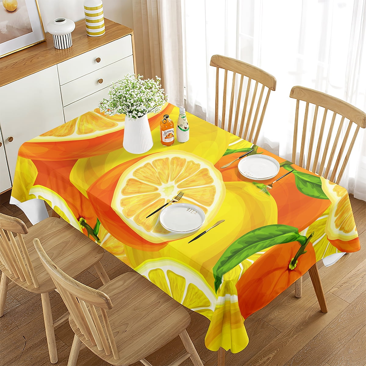 Cartoon Lemon Tablecloth Rectangle Vintage for Home Kitchen Tea Table ...