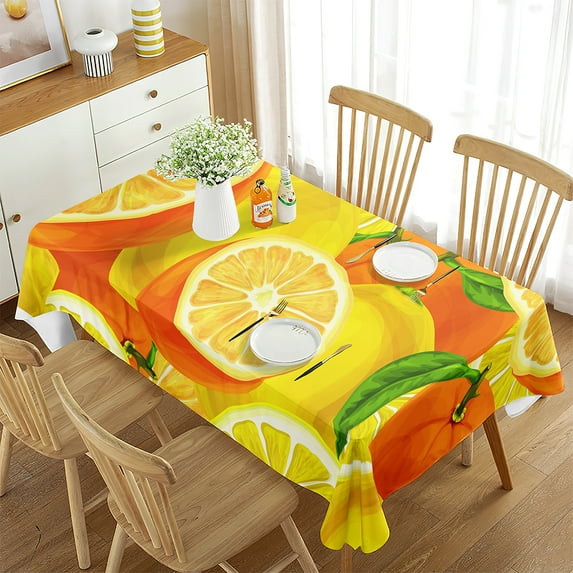 Cartoon Lemon Tablecloth Rectangle Vintage for Home Kitchen Tea Table ...