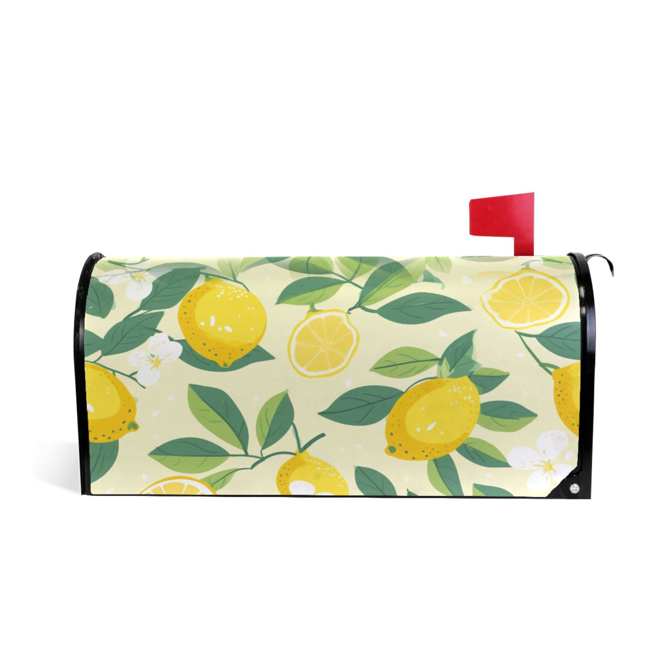 Cartoon Lemon and Plumeria Mailbox Covers Magnetic Post Box Cover Wraps ...
