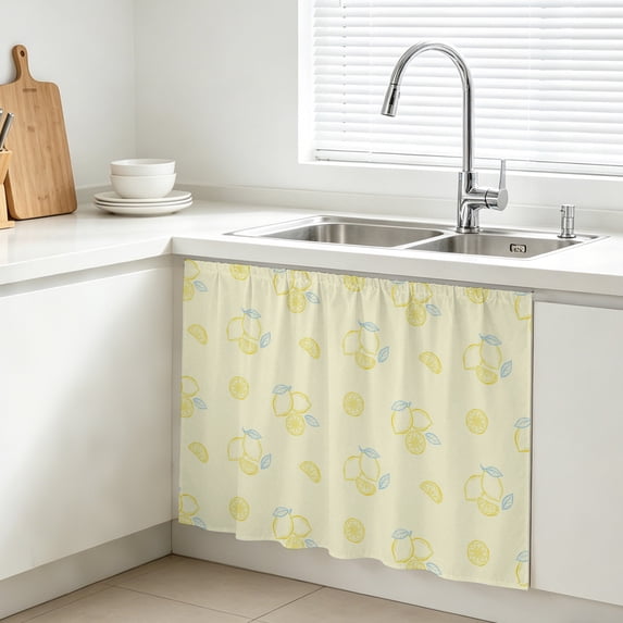 Cartoon Lemons Cabinet Curtain, Summer Fruit Leaf Pastoral Plant Light ...