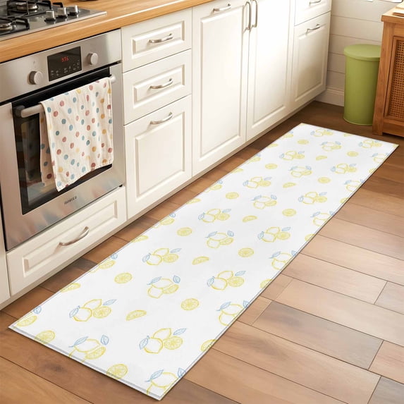Cartoon Lemons Hallway Washable Runner Rug 2x6 Summer Fruit Leaf ...