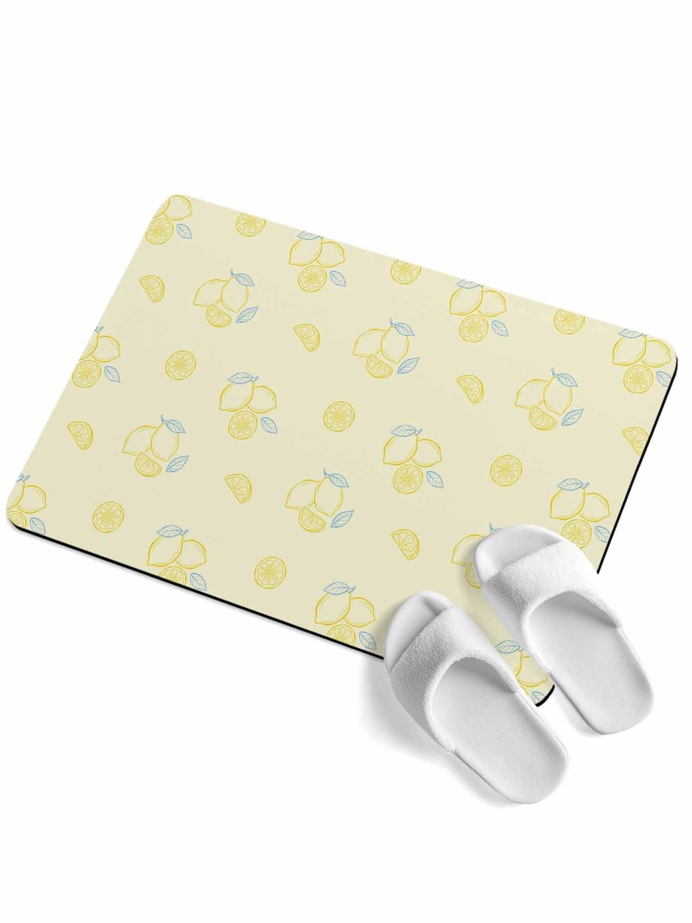 Cartoon Lemons Soft Diatomaceous Earth Mat, Summer Fruit Leaf Pastoral ...
