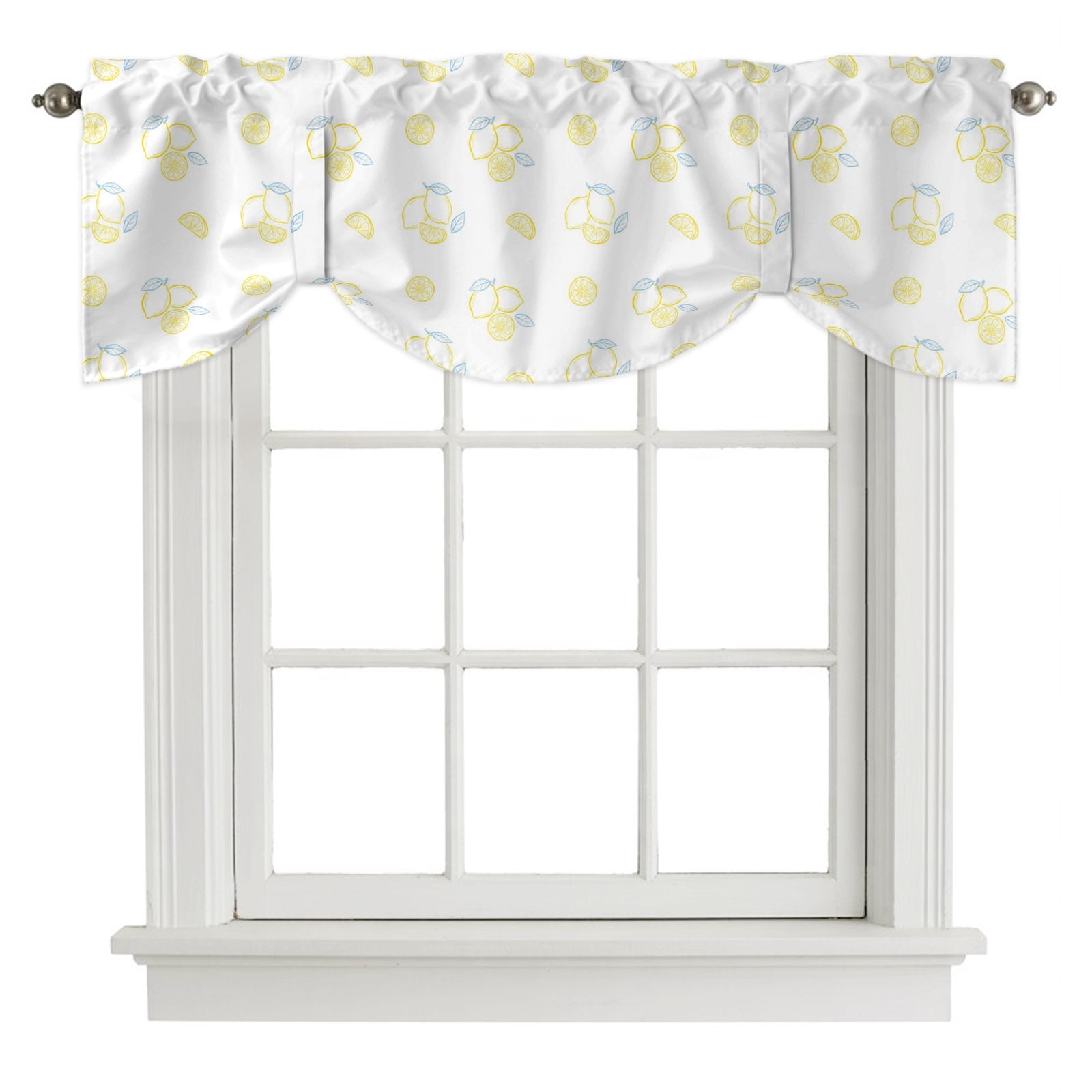 Cartoon Lemons Tie Up Valance Curtains Summer Fruit Leaf Pastoral Plant ...