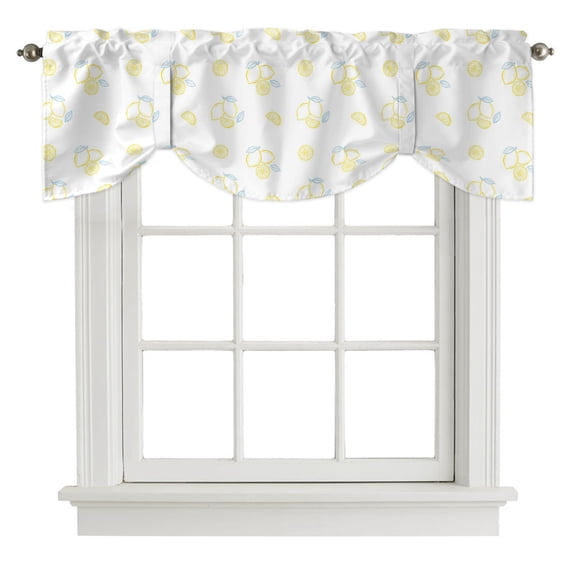 Cartoon Lemons Tie Up Valance Curtains Summer Fruit Leaf Pastoral Plant ...
