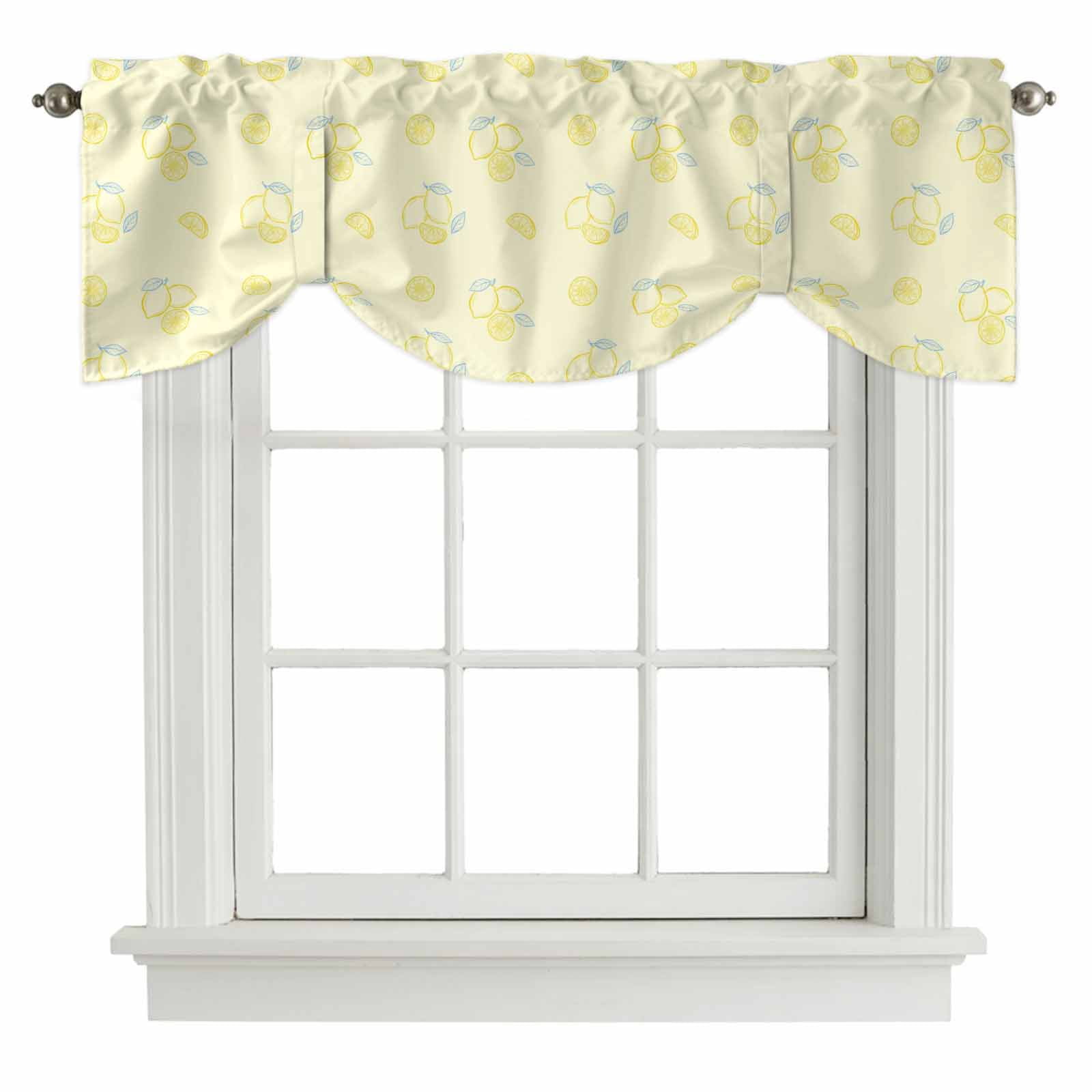 Cartoon Lemons Tie Up Valance Curtains Summer Fruit Leaf Pastoral Plant ...