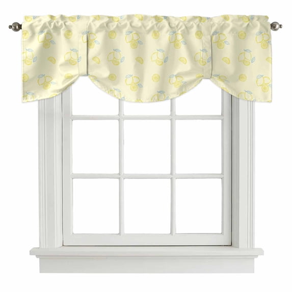 Cartoon Lemons Tie Up Valance Curtains Summer Fruit Leaf Pastoral Plant ...