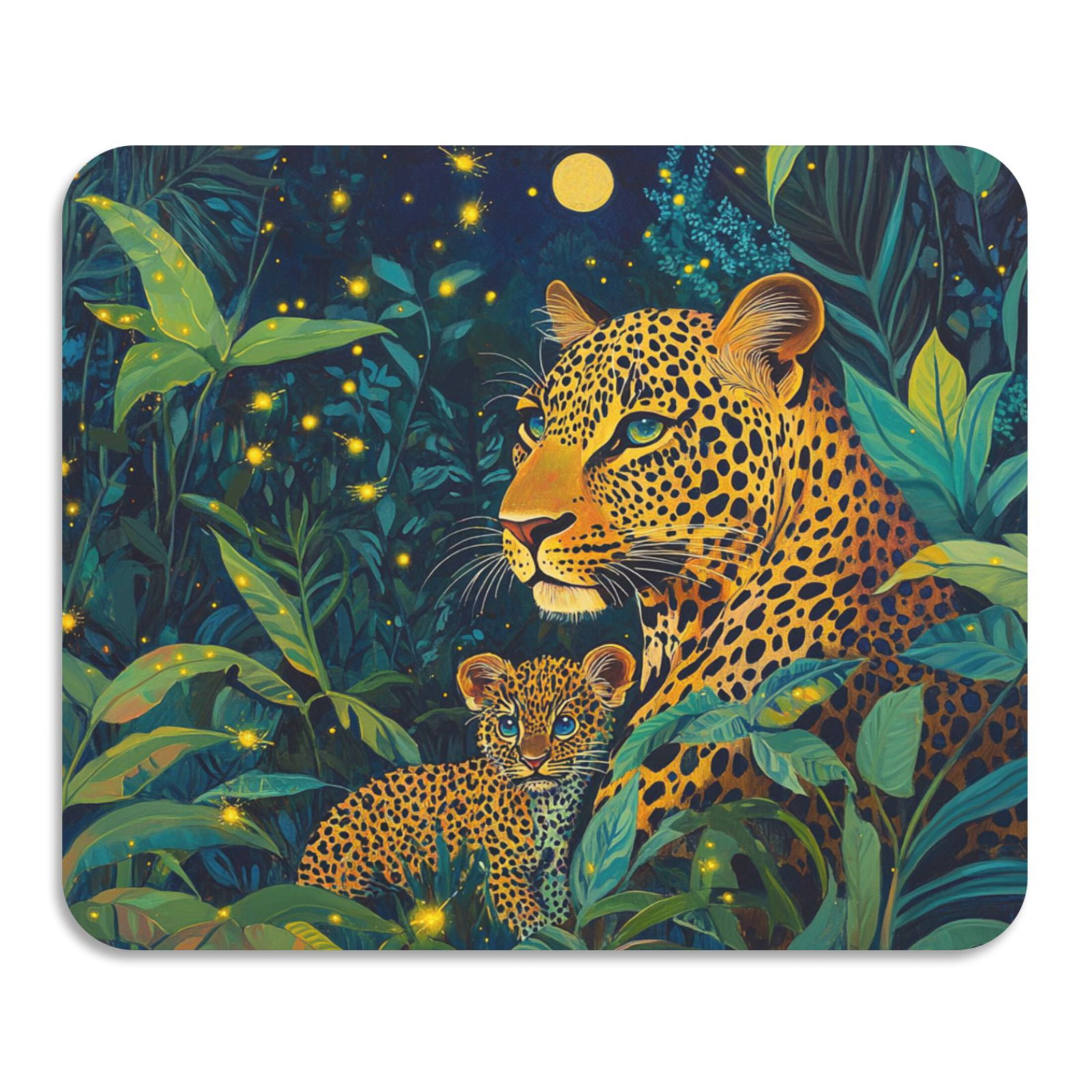 Cartoon Leopards in Jungle Moonlight Diatomite Dish Drying Mat Drain ...