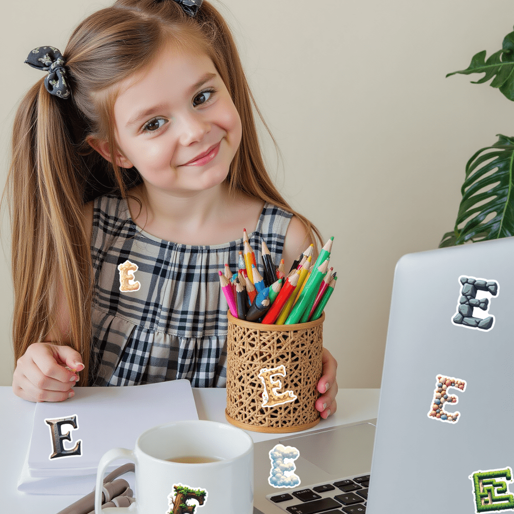 Cartoon Letter Theme Stickers, Waterproof Letter Theme Sticker for ...