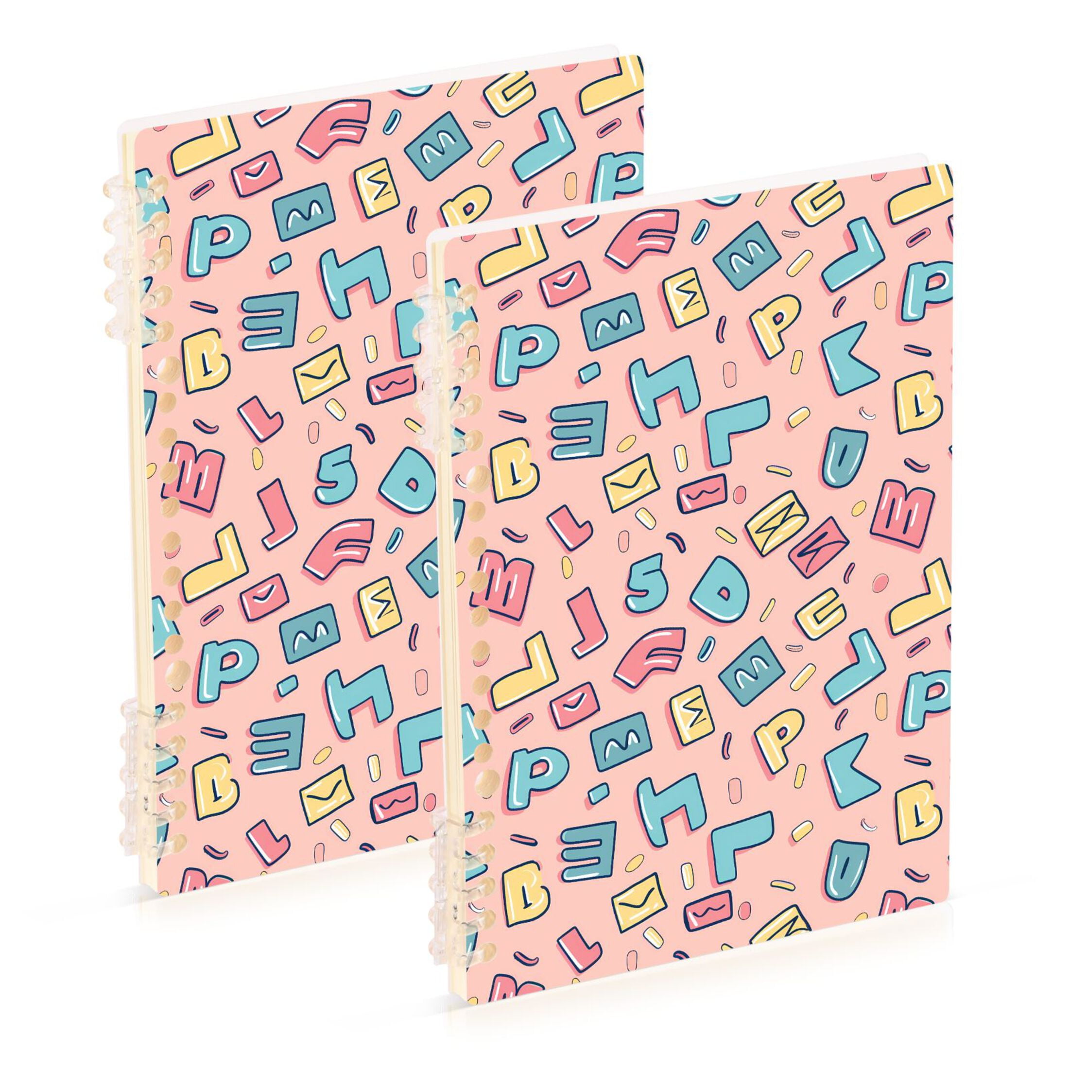 Cartoon Letter and Character Notebooks 2 Pcs 1-subject Journal 60 ...