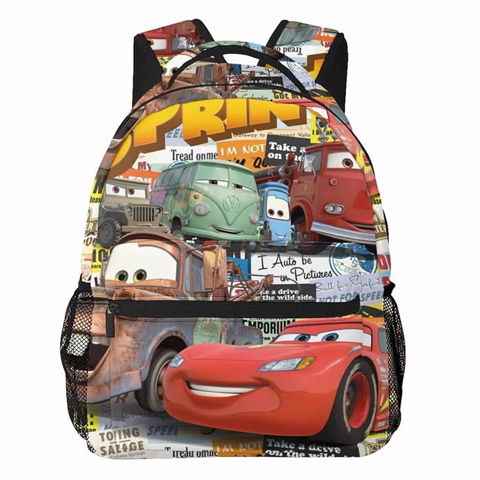 Cartoon Lightning McQueen Cars Backpack Pocket Travel Fashionable and ...