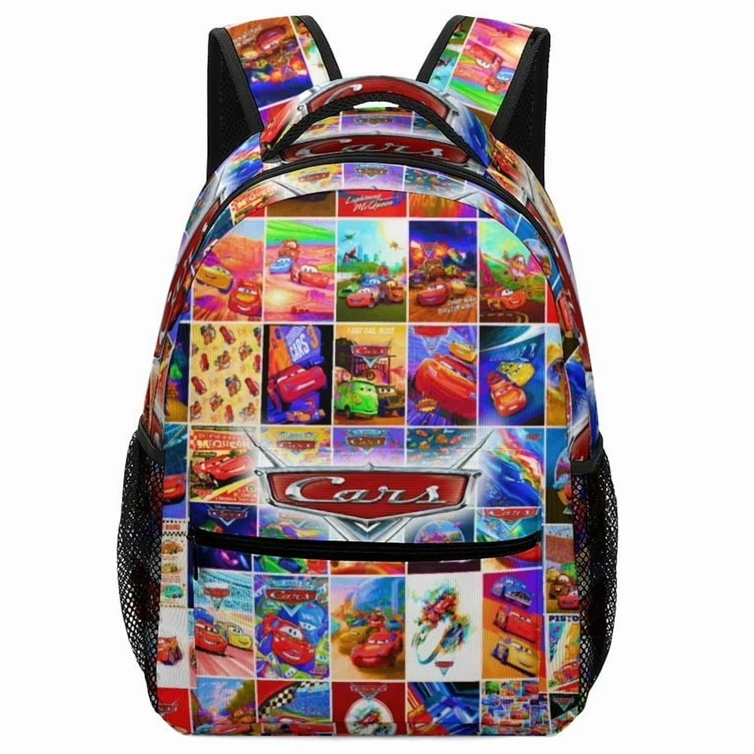 Cartoon Lightning McQueen Cars Backpack Pocket Travel Fashionable and ...