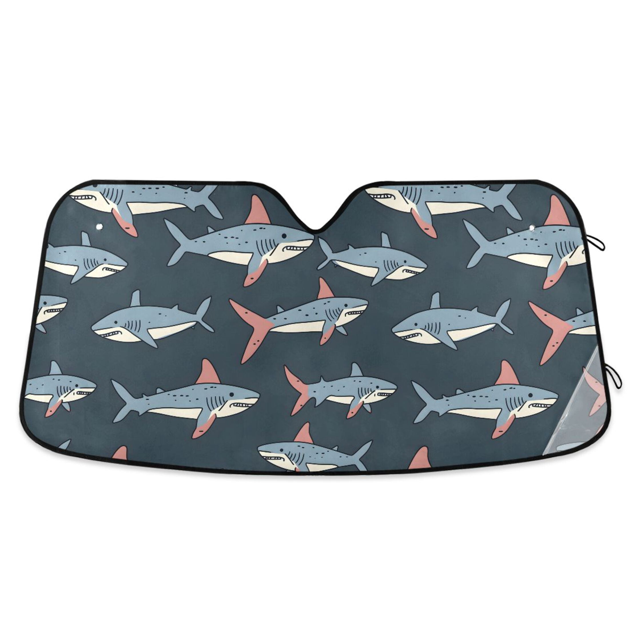 Cartoon Line Sharks Car Windshield Sun Shade Foldable Car Front Window ...