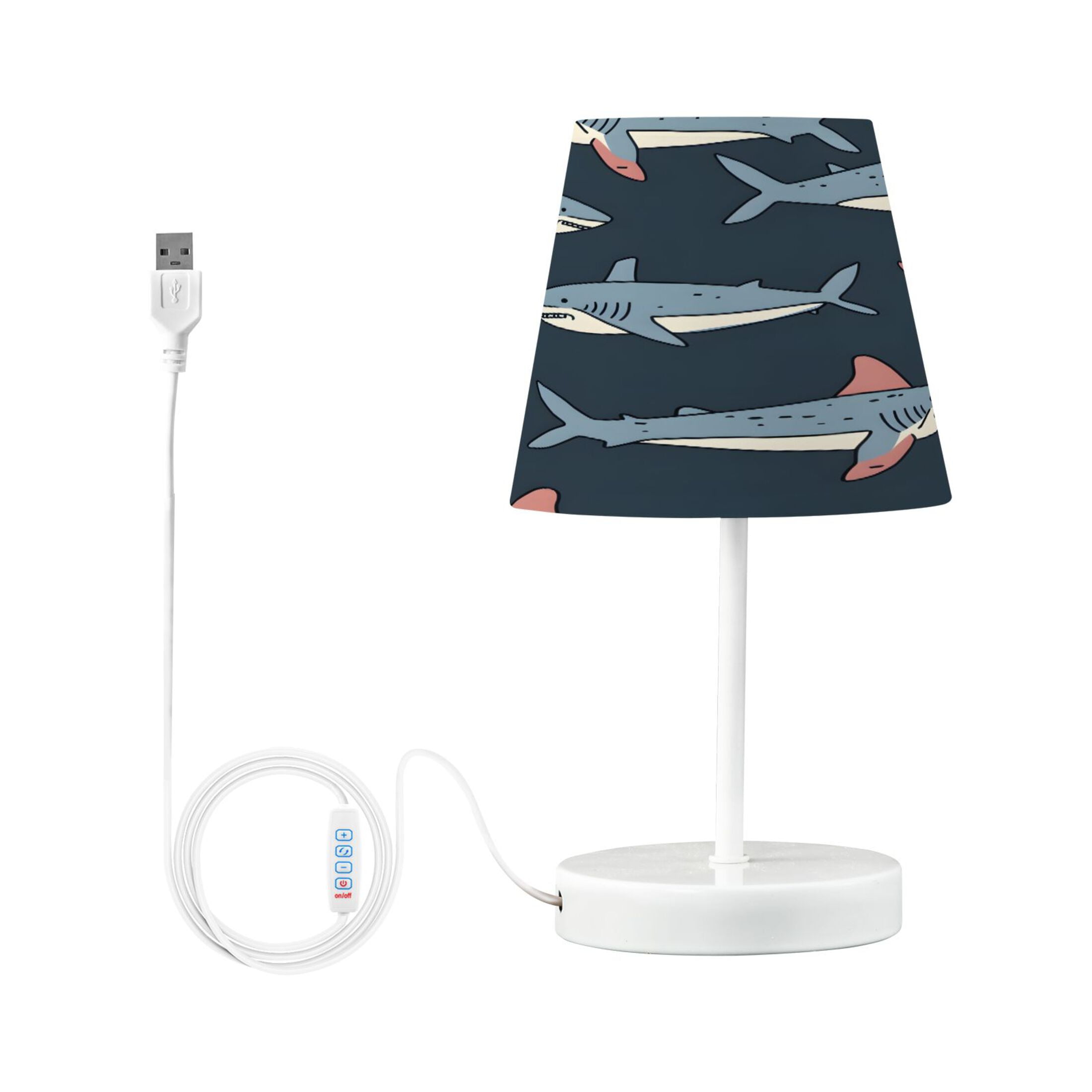 Cartoon Line Sharks Desk Lamp LED Table Nightstand Lamps with 3 Color ...