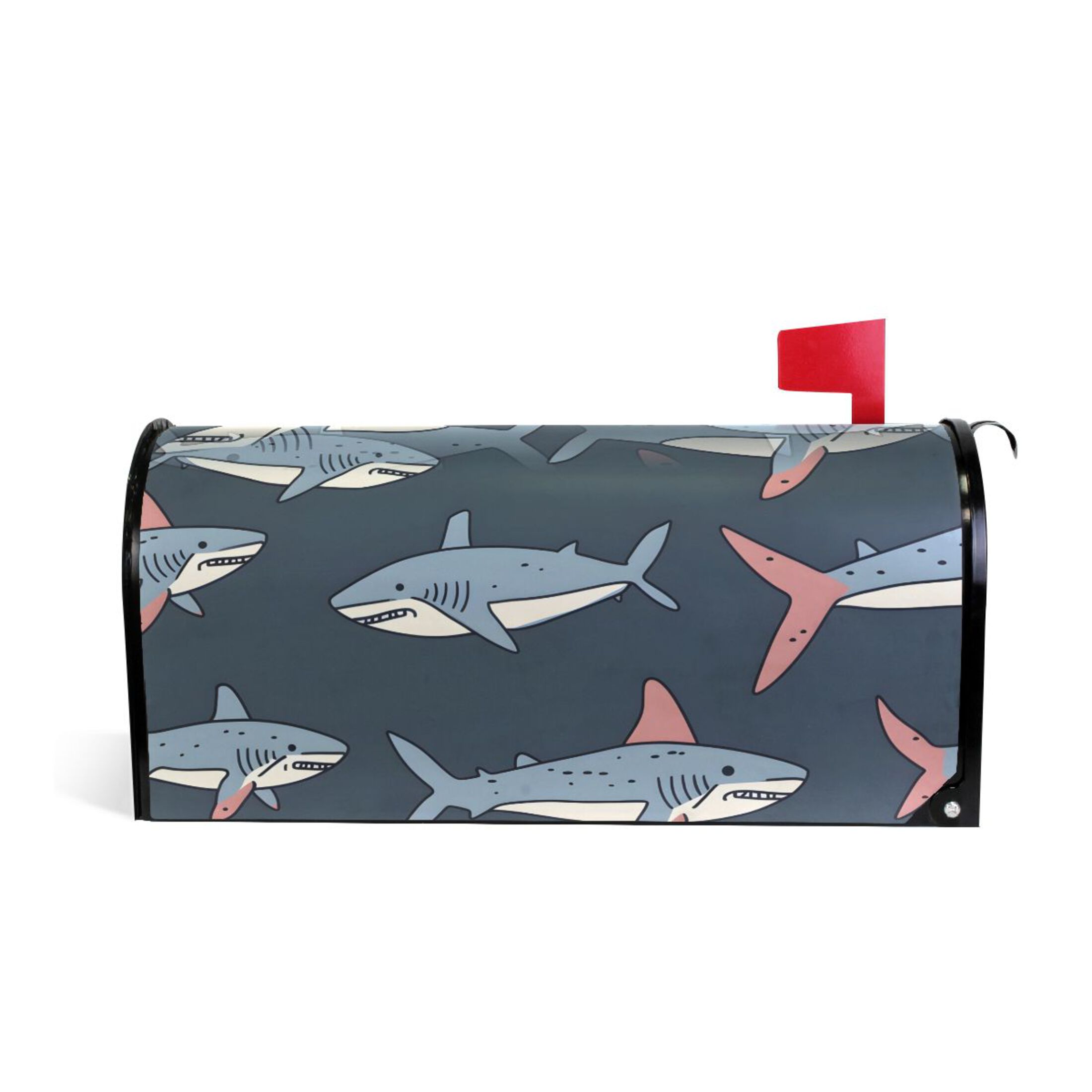 Cartoon Line Sharks Magnetic Mailbox Covers 21" X 18" Post Letter Box ...