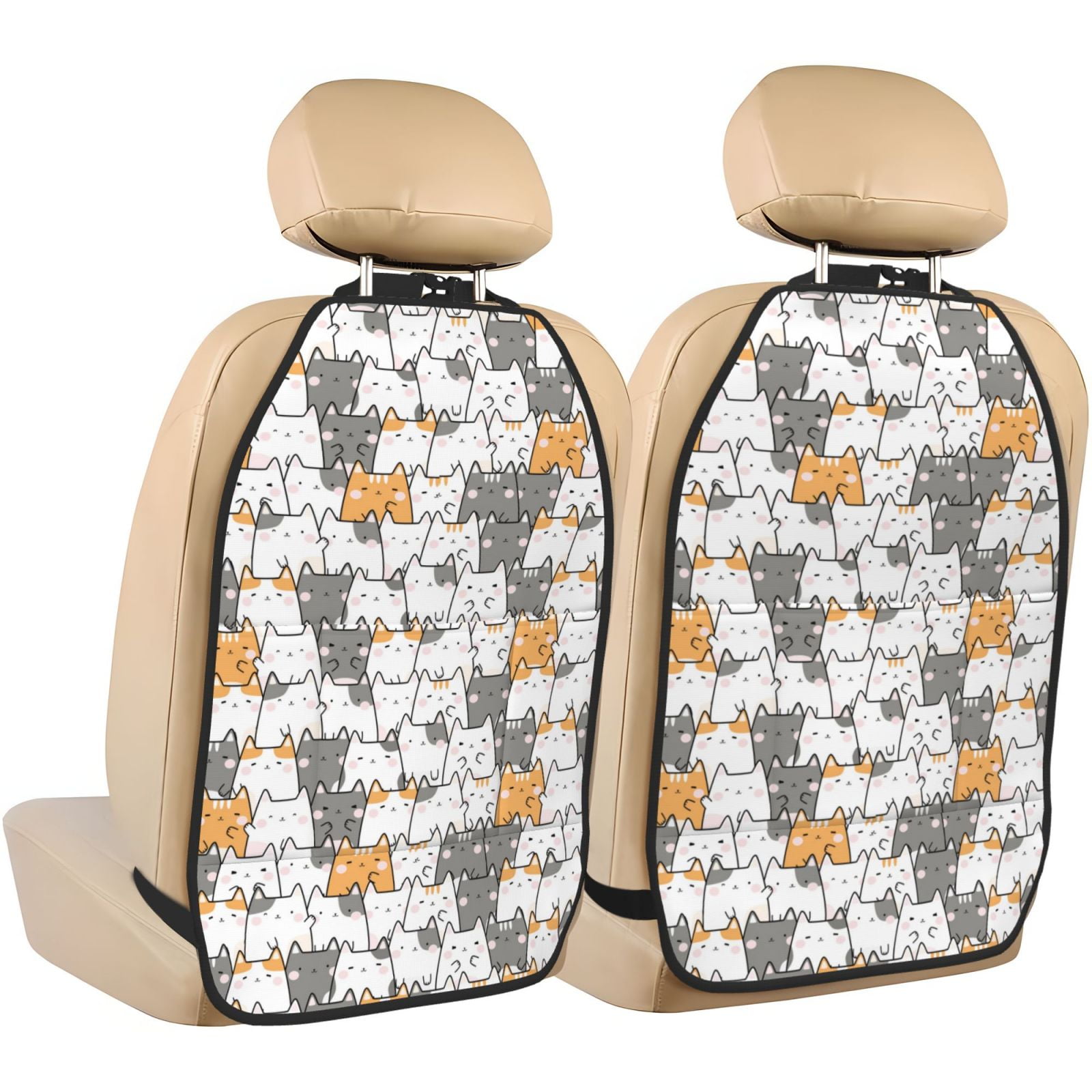 Cartoon Lines Funny Cute Cat BackSeat Car Organiser, Waterproof ...
