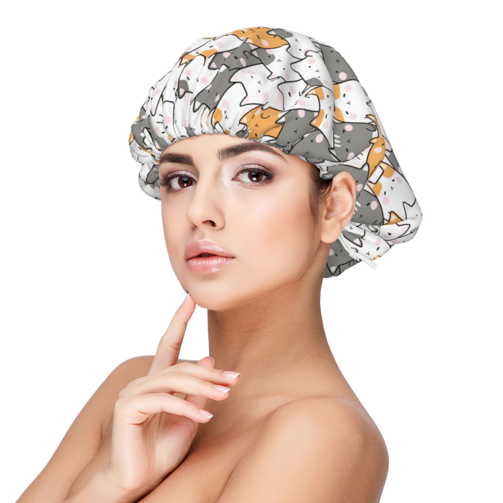 Cartoon Lines Funny Cute Cat Silk Bonnet for Sleeping Women Men ...