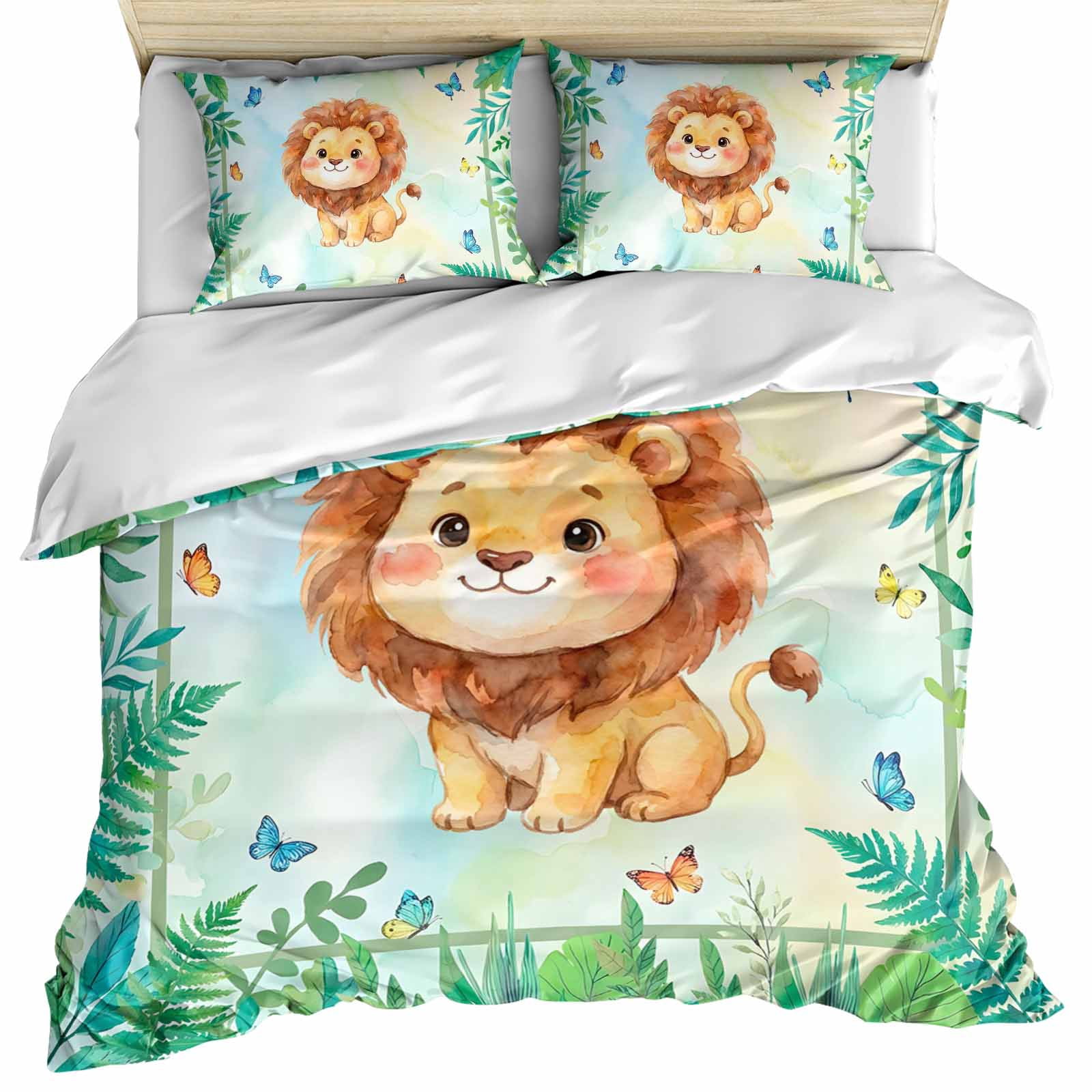 Cartoon Lion Bedding 3 Piece Duvet Cover Set California King, Summer ...